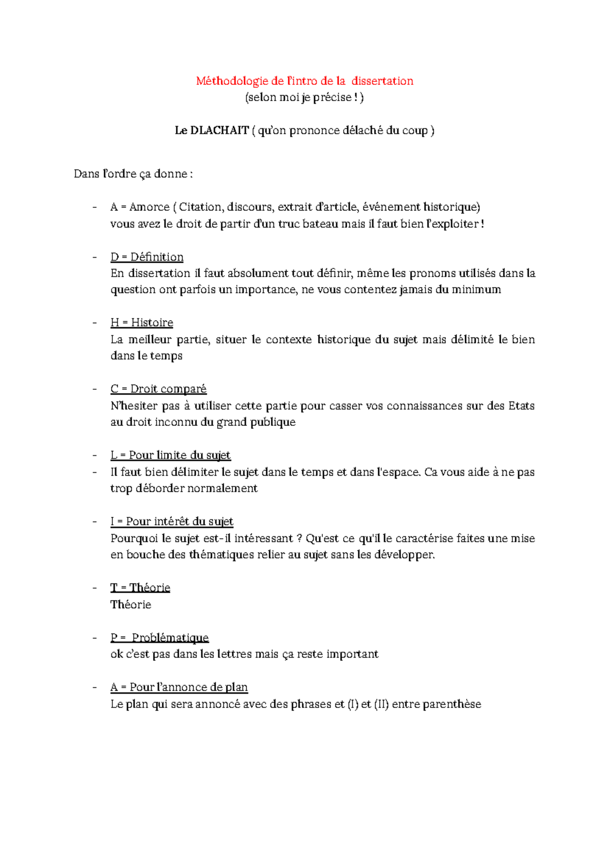 Methodo intro dissert - Méthodologie de l’intro de la dissertation ...