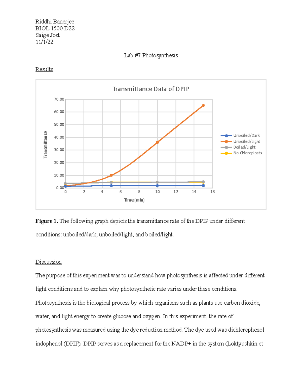 Homework Assignement or Lab #7 - Riddhi Banerjee BIOL 1500-D Saige Jost ...