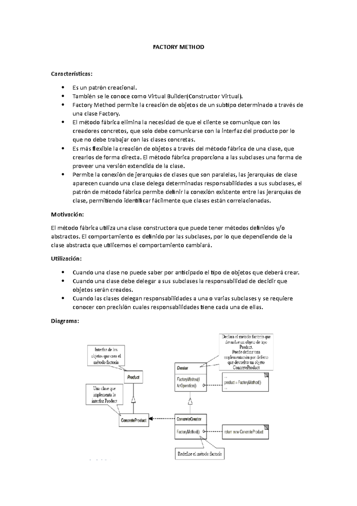 Factory- Method - patron de diseño - FACTORY METHOD Características: Es ...