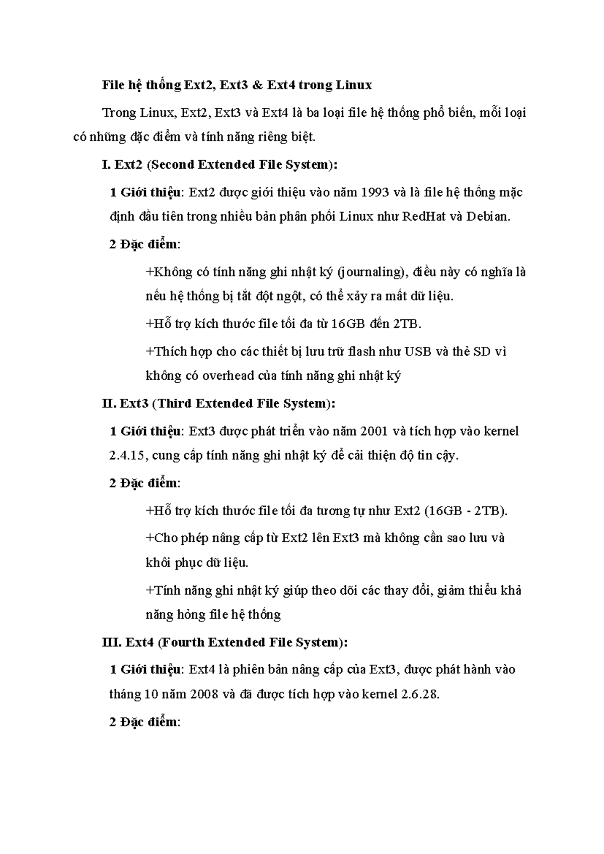 Một số hệ thống file trong linux - File hệ thống Ext2, Ext3 & Ext4 trong Linux Trong Linux ...