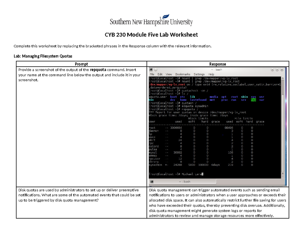 CYB 230 Module Five Lab Worksheet - CYB 230 Module Five Lab Worksheet ...