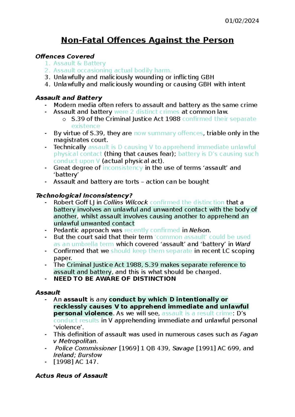1224 - Non-Fatal Offences Against the Person - Non-Fatal Offences Against the Person Offences ...