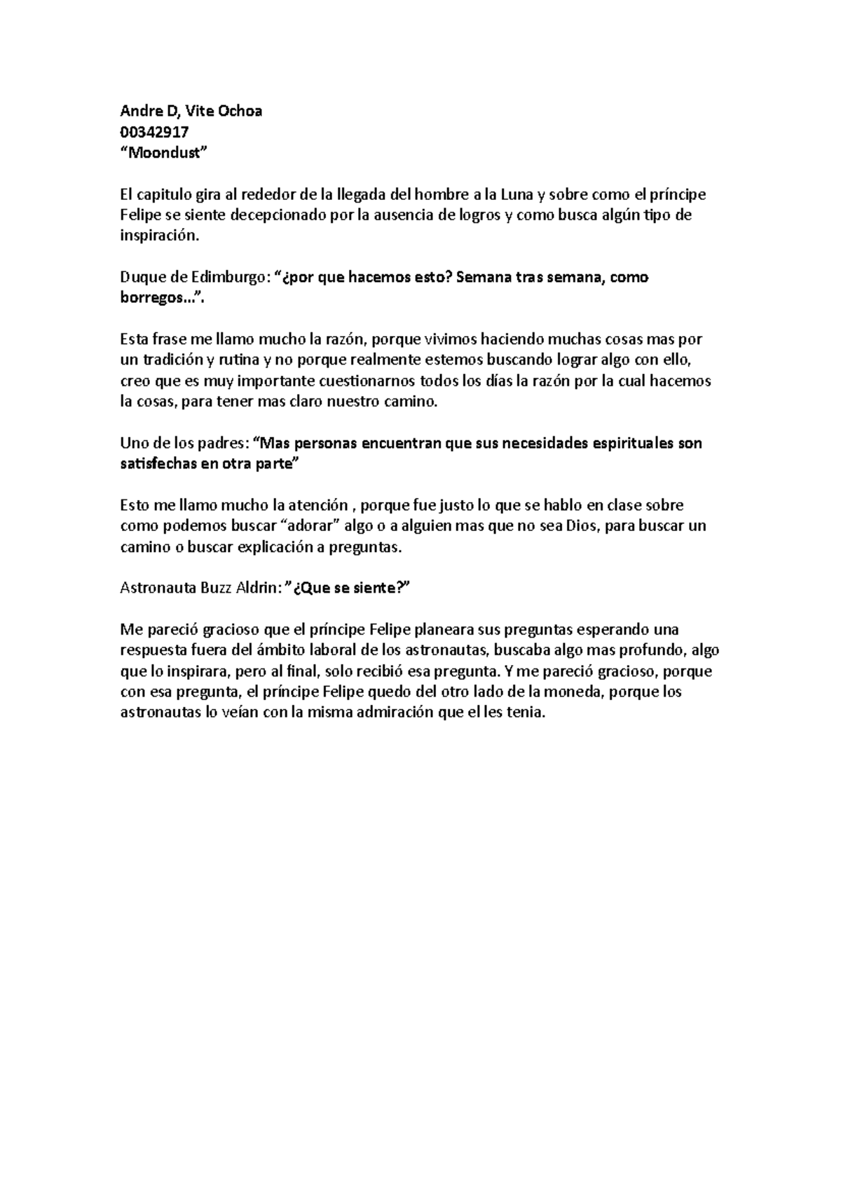 Moondust-Andre Vite - resumen de moondust - Andre D, Vite Ochoa ...