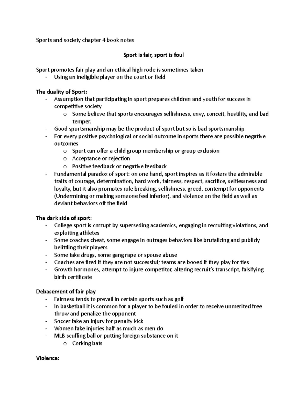 Sports and society book notes chapter 4 - Sports and society chapter 4 ...