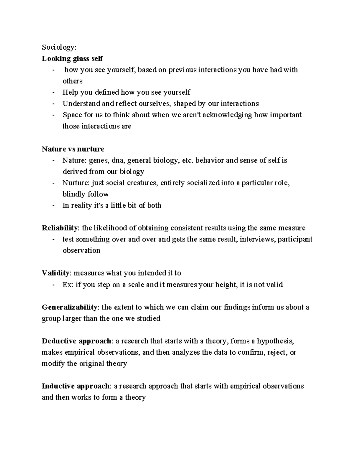 Sociology review mini midterm 1 study guide - Sociology: Looking glass ...