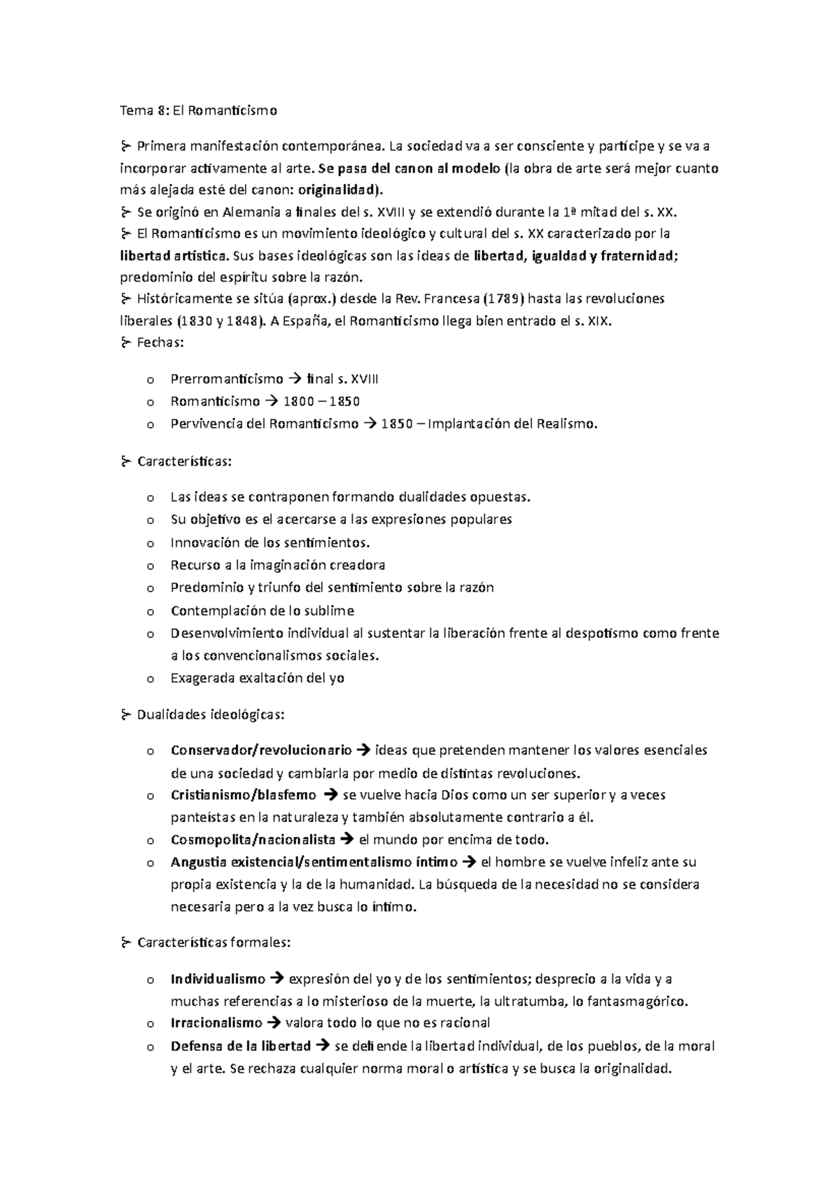 El romanticismo - Apuntes 7 - Tema 8: El Romanticismo ⊱ Primera ...
