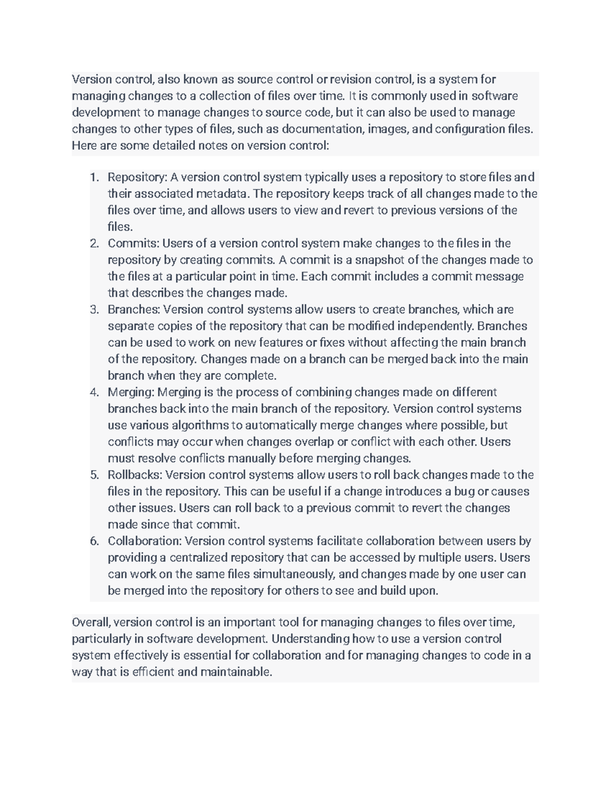 Version Control - It is commonly used in software development to manage ...