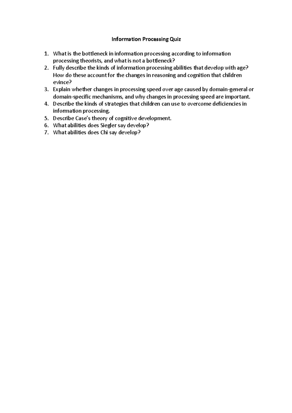 Information Processing Quiz - Information Processing Quiz What is the bottleneck in information ...