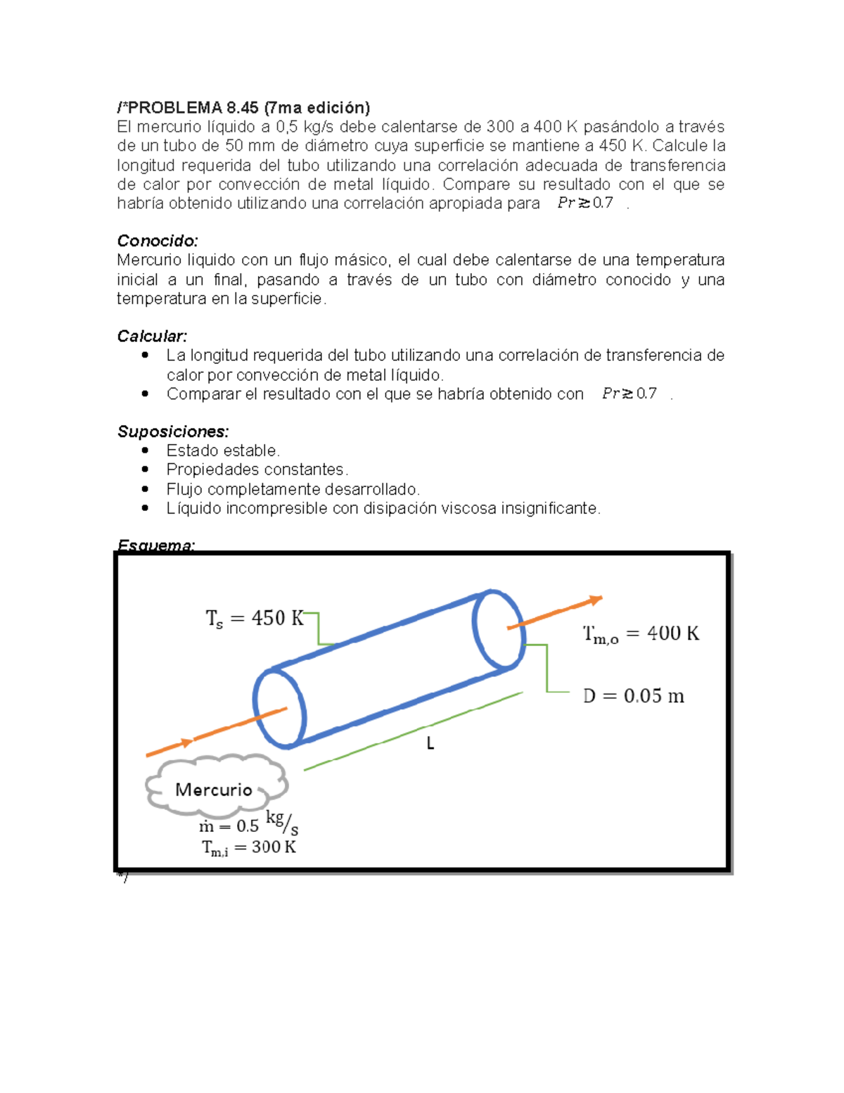 Problema 8.45 rem - Ejercicio Libro incropera - /*PROBLEMA 8 (7ma ...