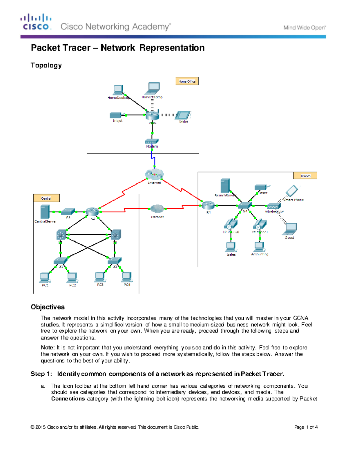 Pre Lab 2 Packet Tracer - Network Representation - Topology Objectives ...