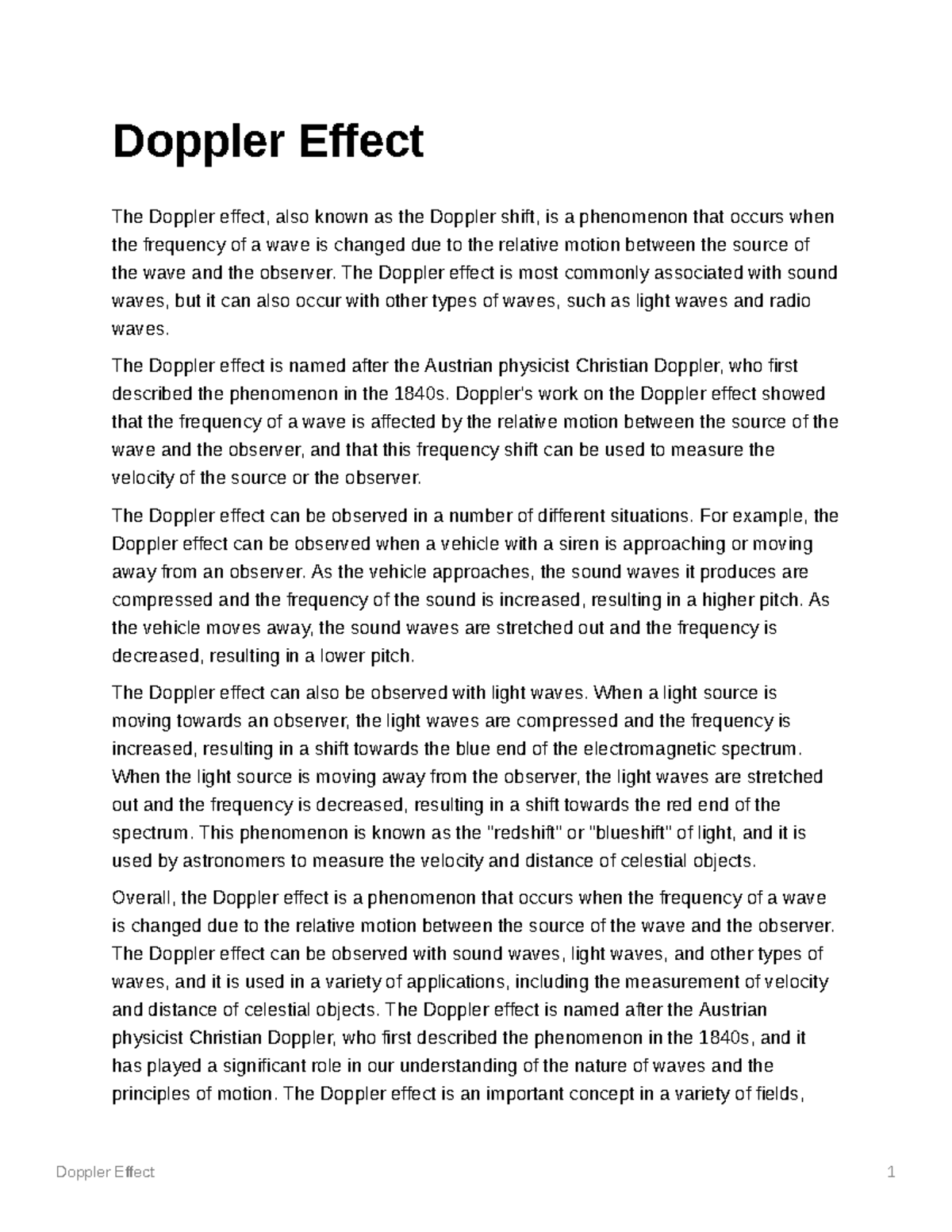 Doppler Effect - Notes - Doppler Effect 1 Doppler Effect The Doppler ...