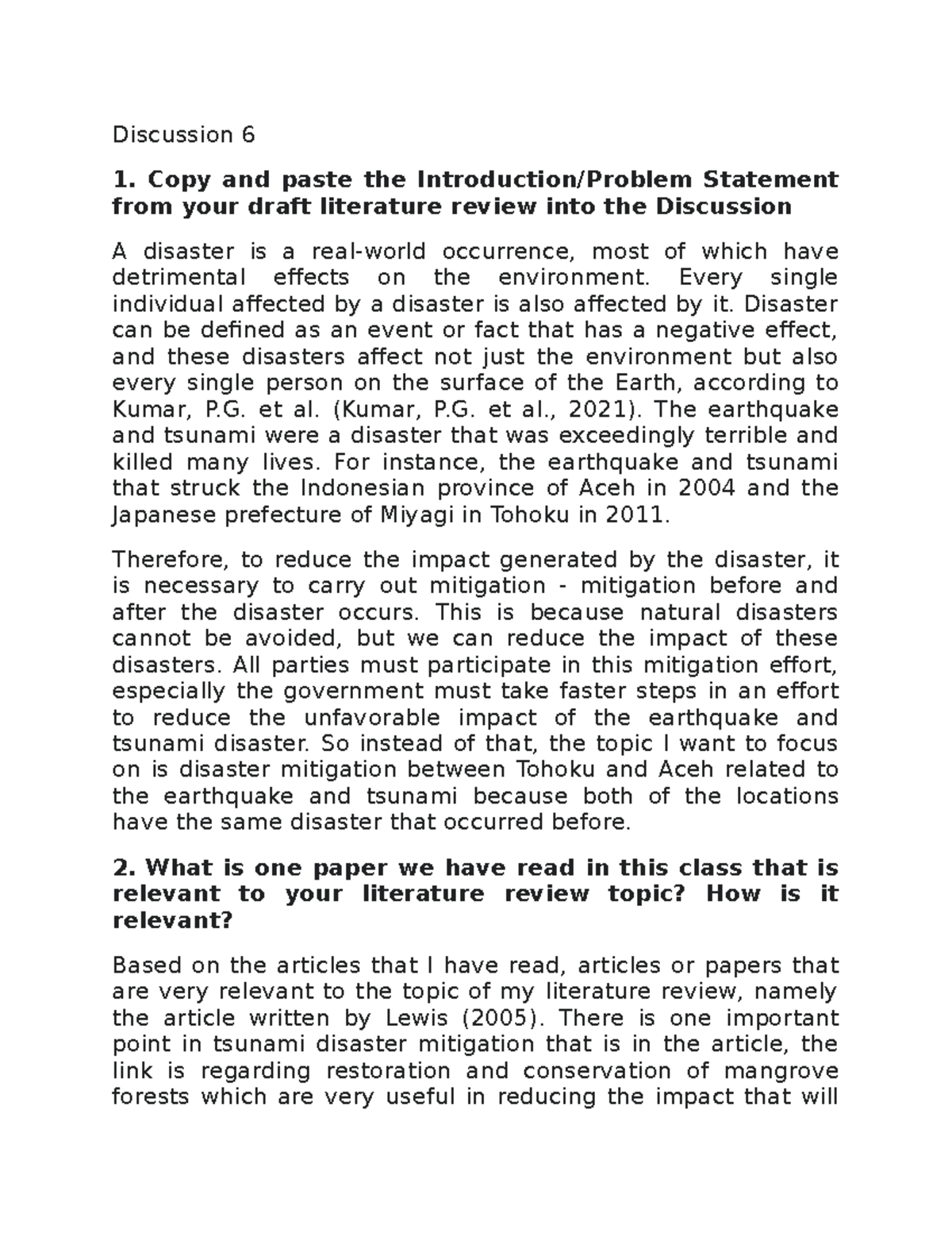 EVS518 Week6 Discussion 6 - Discussion 6 Copy and paste the ...