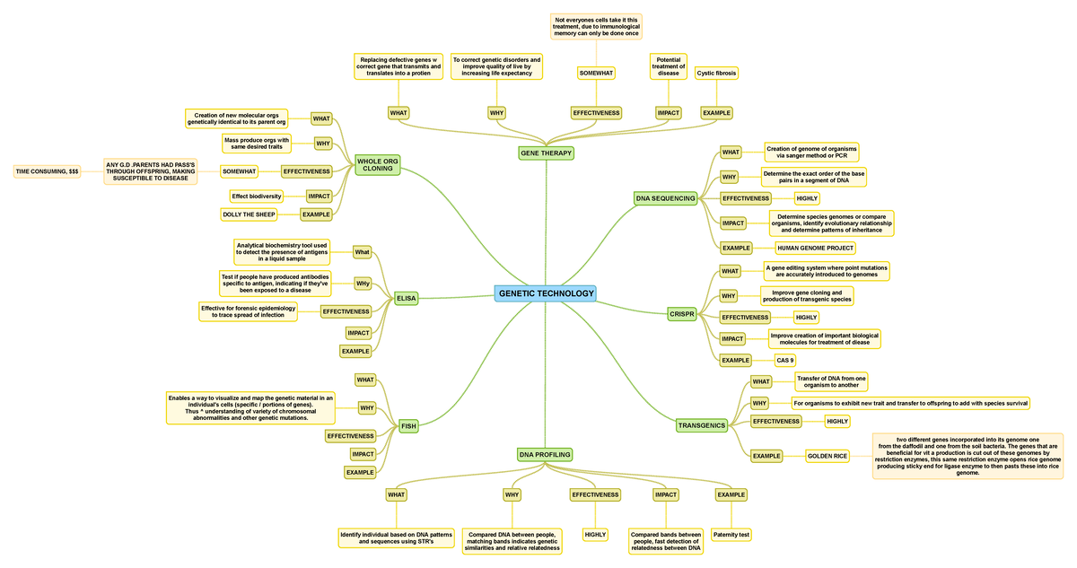 Genetic Technology - mind map - GENETIC TECHNOLOGY GENE THERAPY WHAT ...