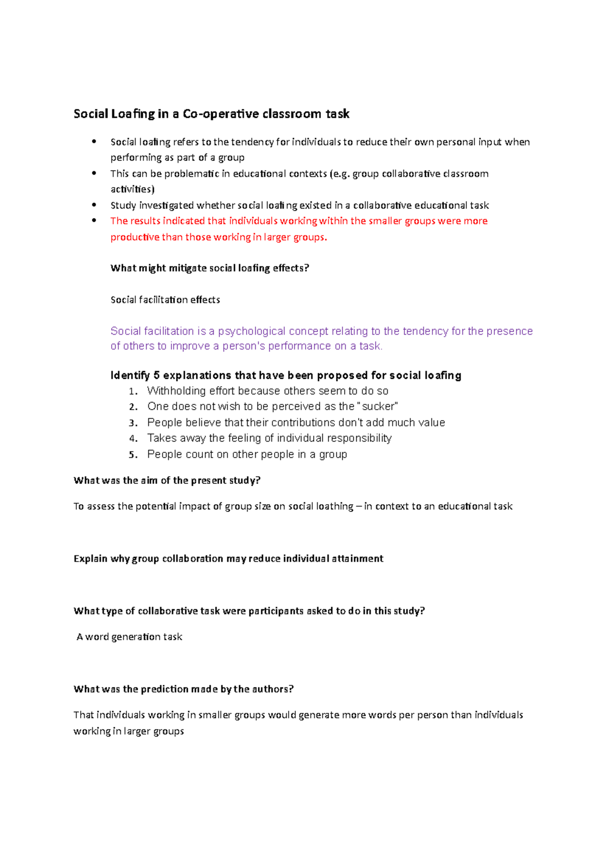Social Loafing Reading - Social Loafing in a Co-operative classroom ...