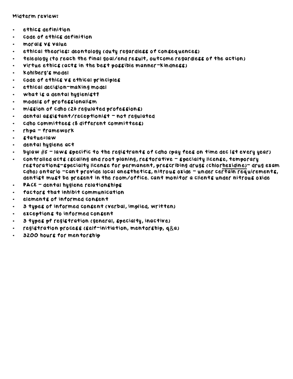 Midterm review - Midterm review: ethics definition code of ethics definition morals vs value ...
