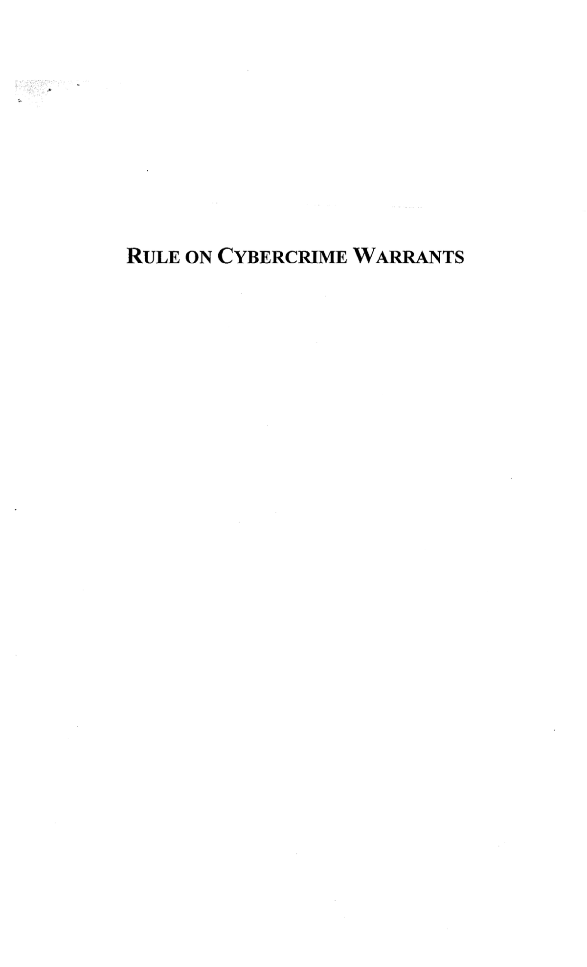 Cybercrime Warrants Supreme Court of the Philippines - Juris Doctor ...