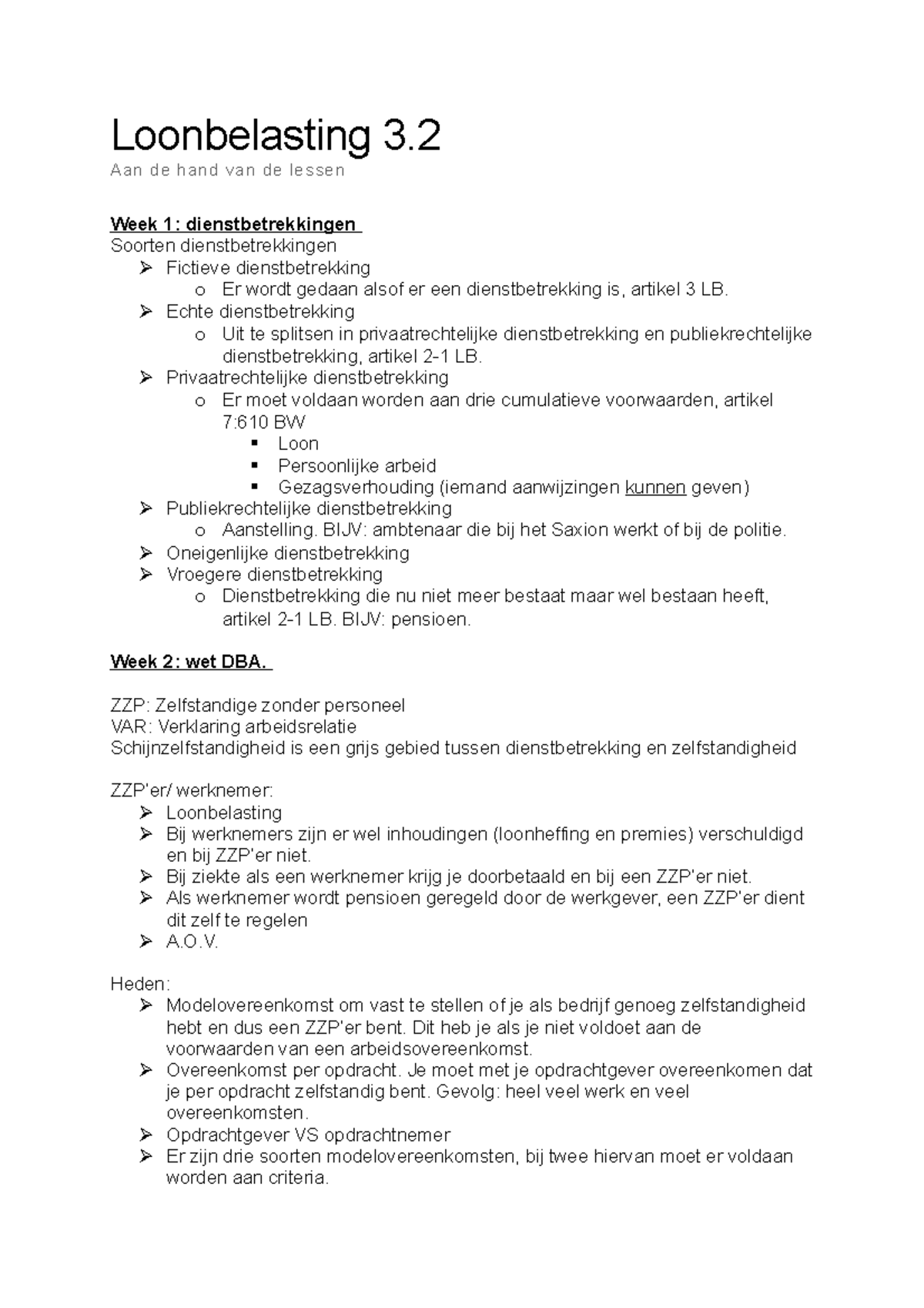 Loonbelasting samenvatting - Loonbelasting 3. Aa n d e h an d v an d e ...