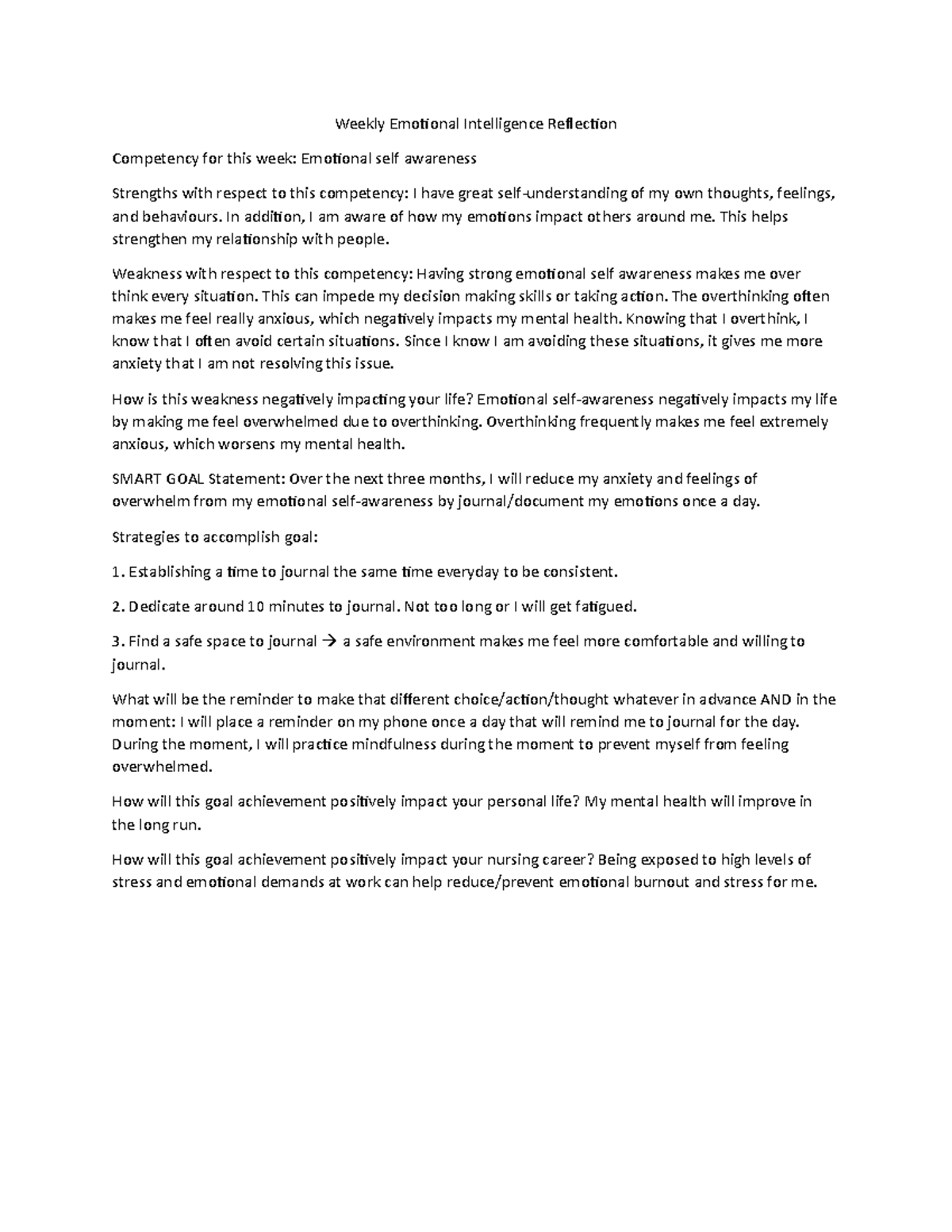 EI - Emotional self awarness 5 - Weekly Emotional Intelligence ...