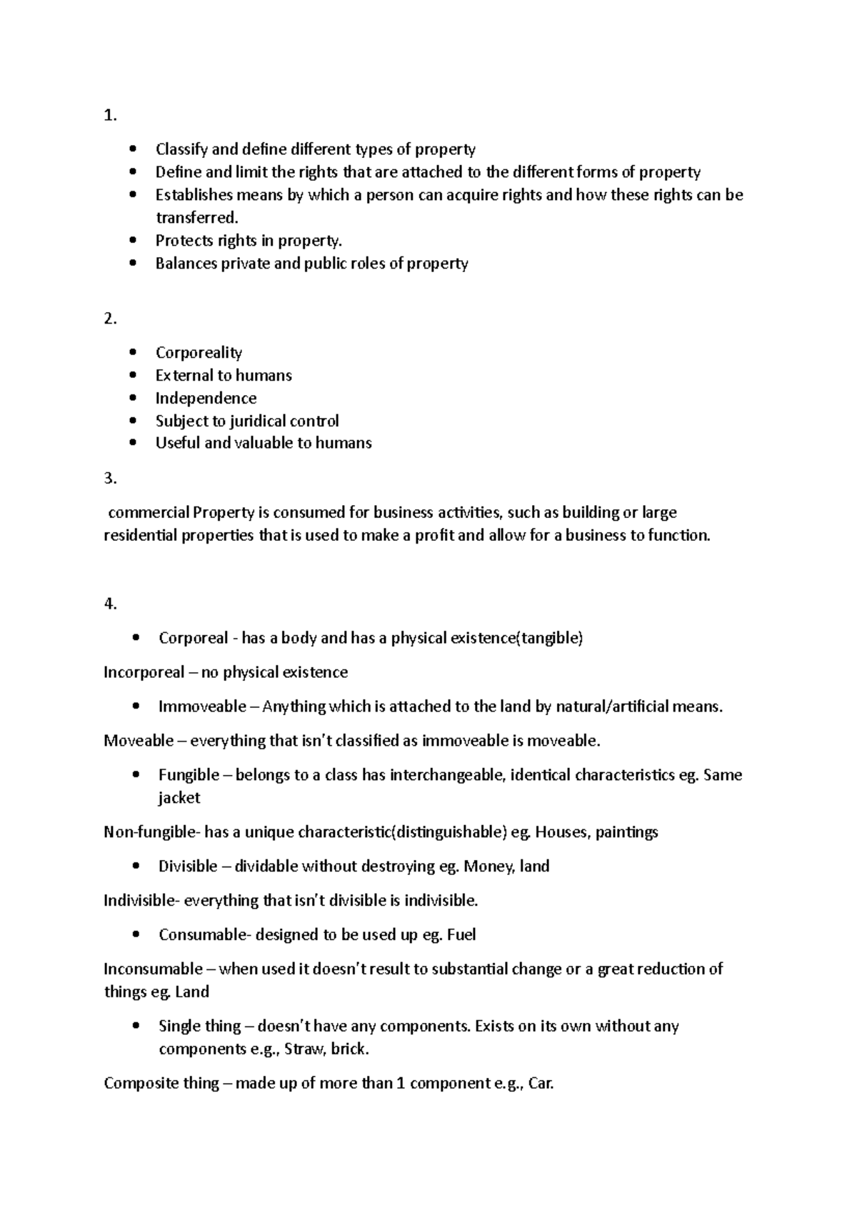 Property law interactive lecture 1 - 1. Classify and define different ...