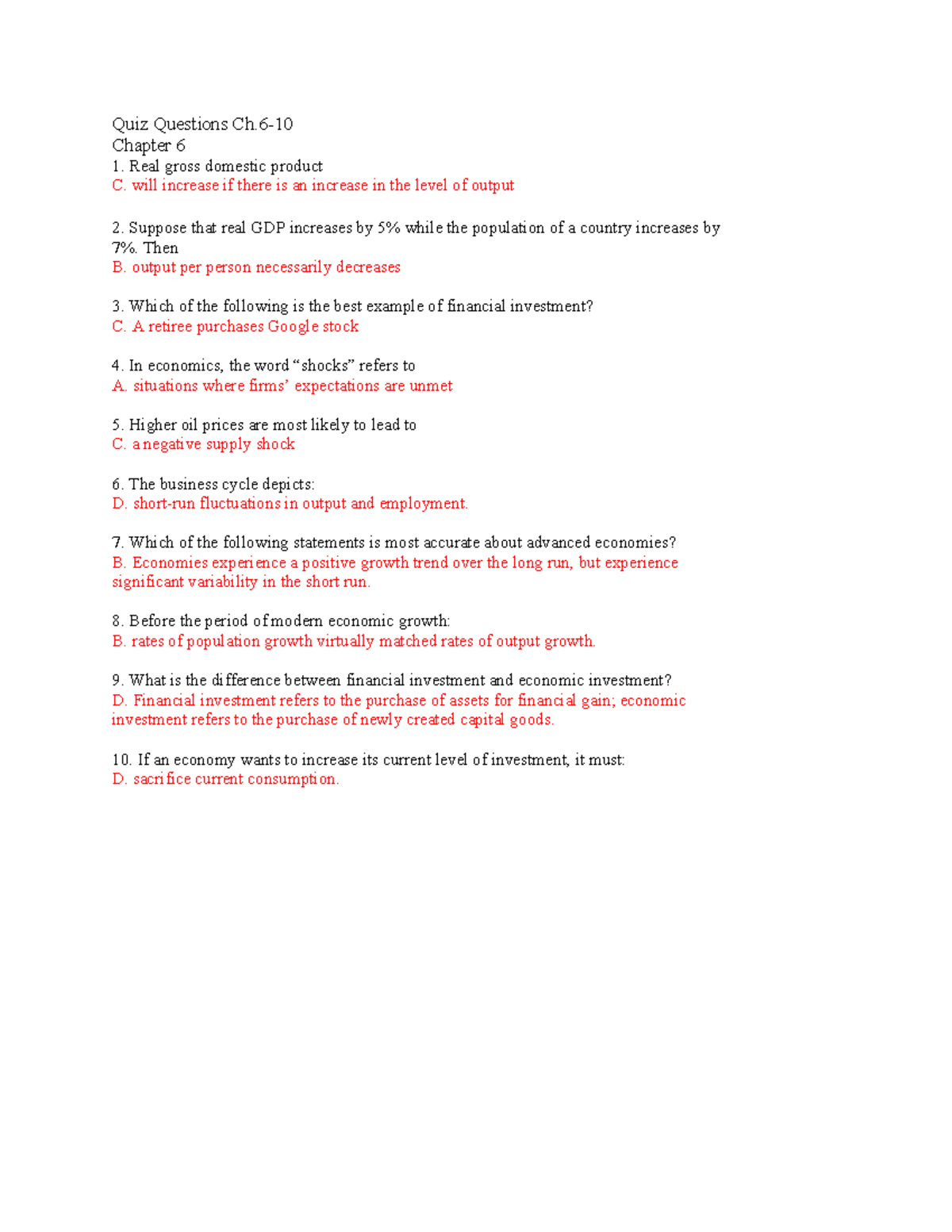 ECN Quiz Questions chapter 6-10 - Quiz Questions Ch- Chapter 6 1. Real ...