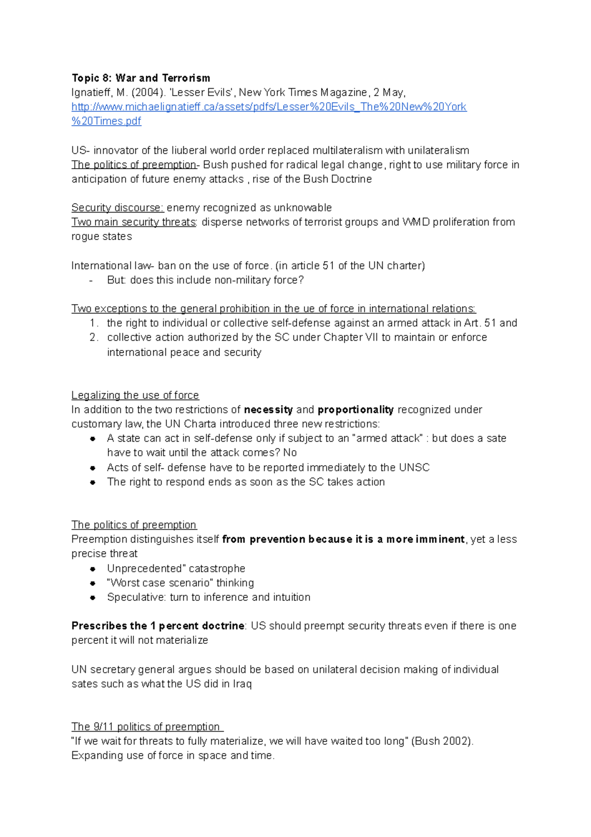 Readings 5-8 - practice reading notes on chosen articles - Topic 8: War ...