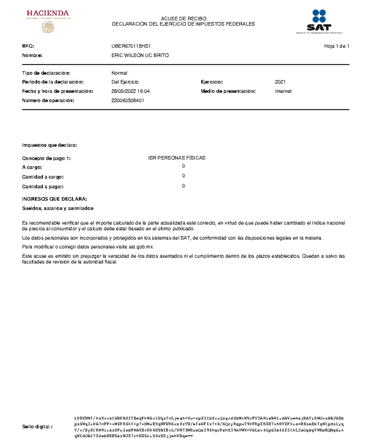 Acuse - RESUMEN DE PRACTICAS - Impuestos que declara: Concepto de pago ...