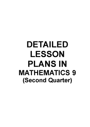 Math 9 Q4 - Dlp - DETAILED LESSON PLANS IN MATHEMATICS 9 (Fourth ...