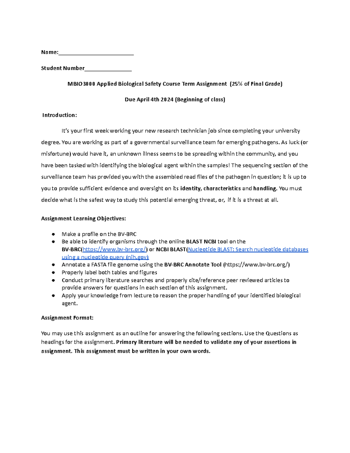 MBIO3000 Midterm Assignment 2024 - Name ...