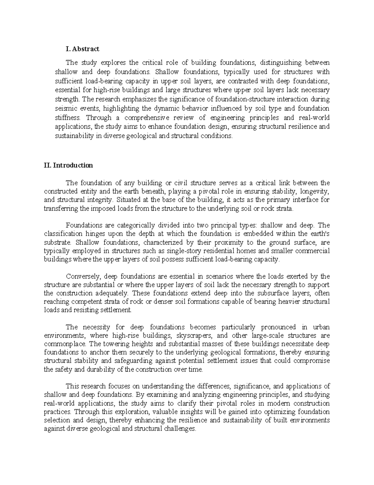 Building Technology 2 - I. Abstract The study explores the critical ...