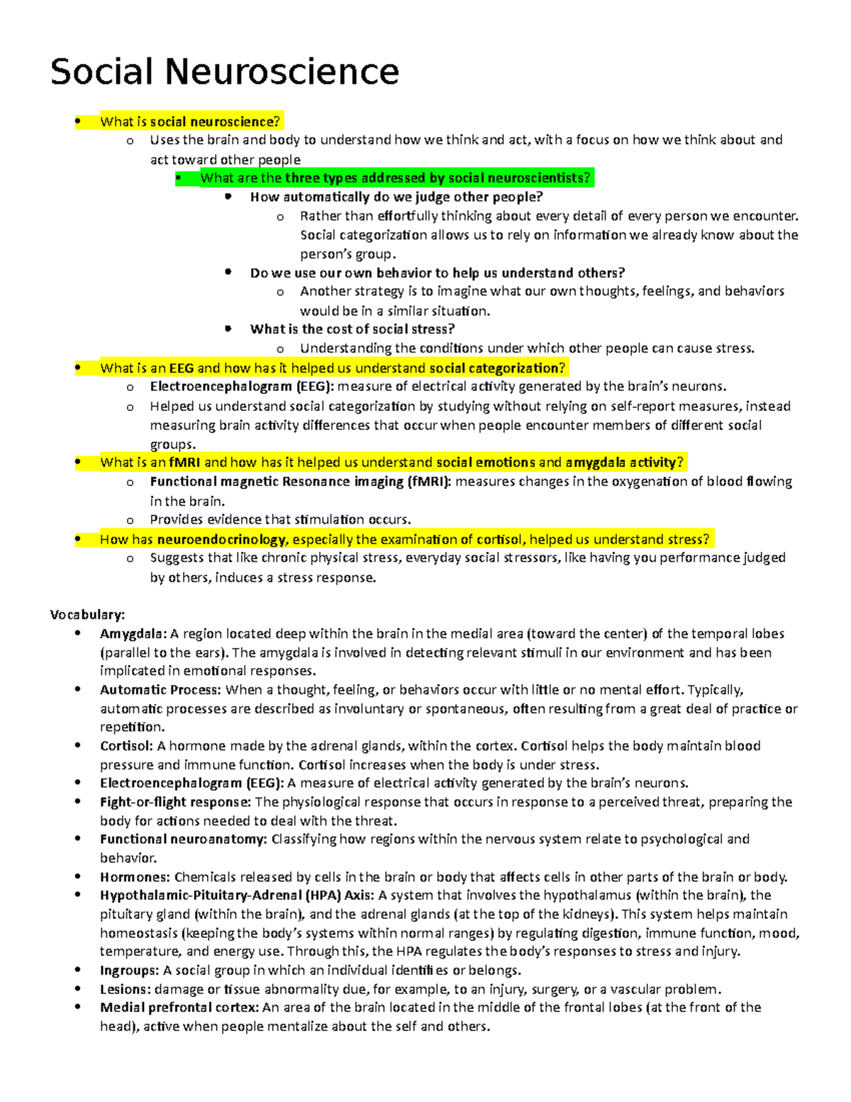 Social Neuroscience - Lecture notes 5 - Social Neuroscience What is ...