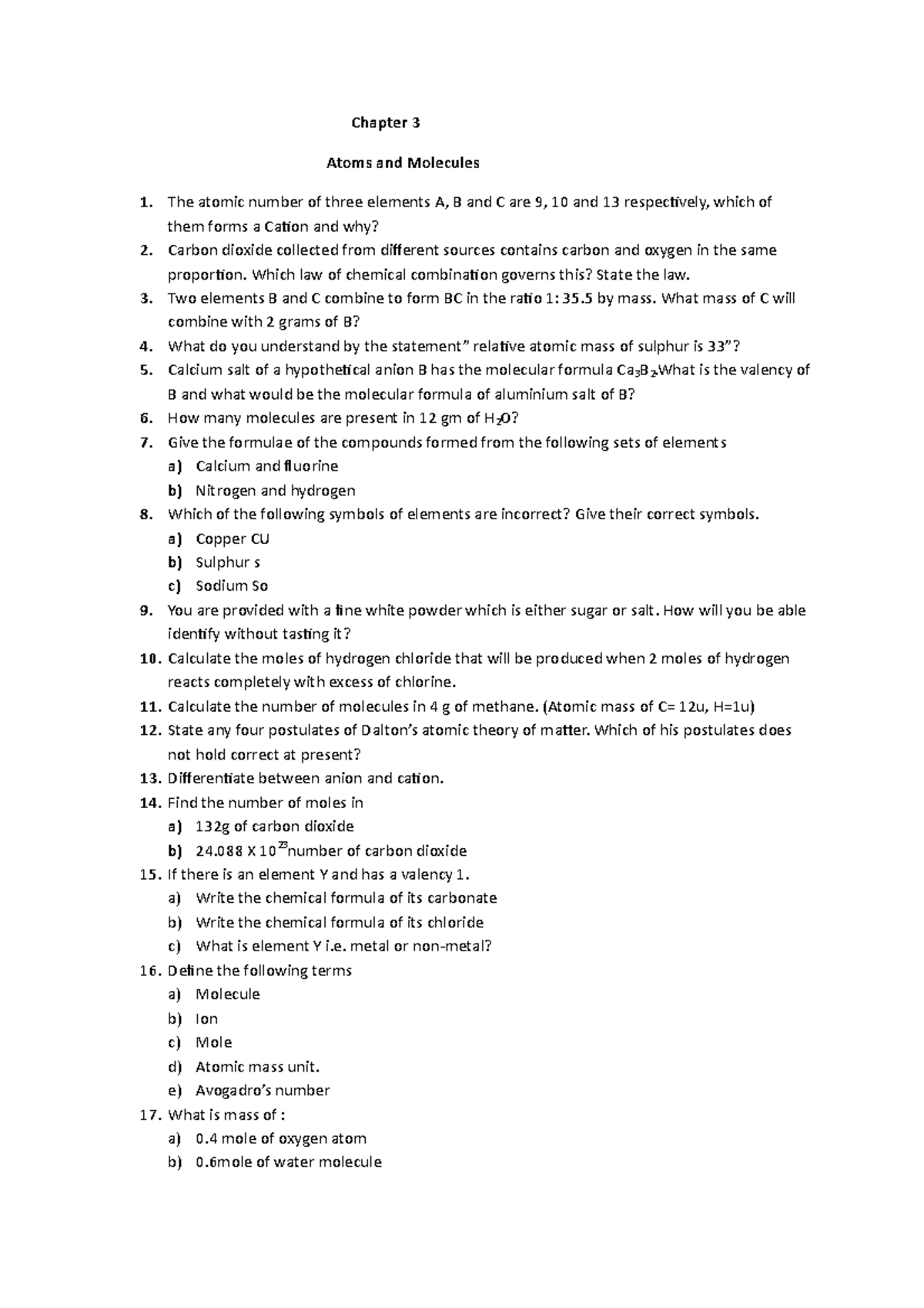 Chapter 3 4 - Chapter 3 Atoms and Molecules The atomic number of three ...