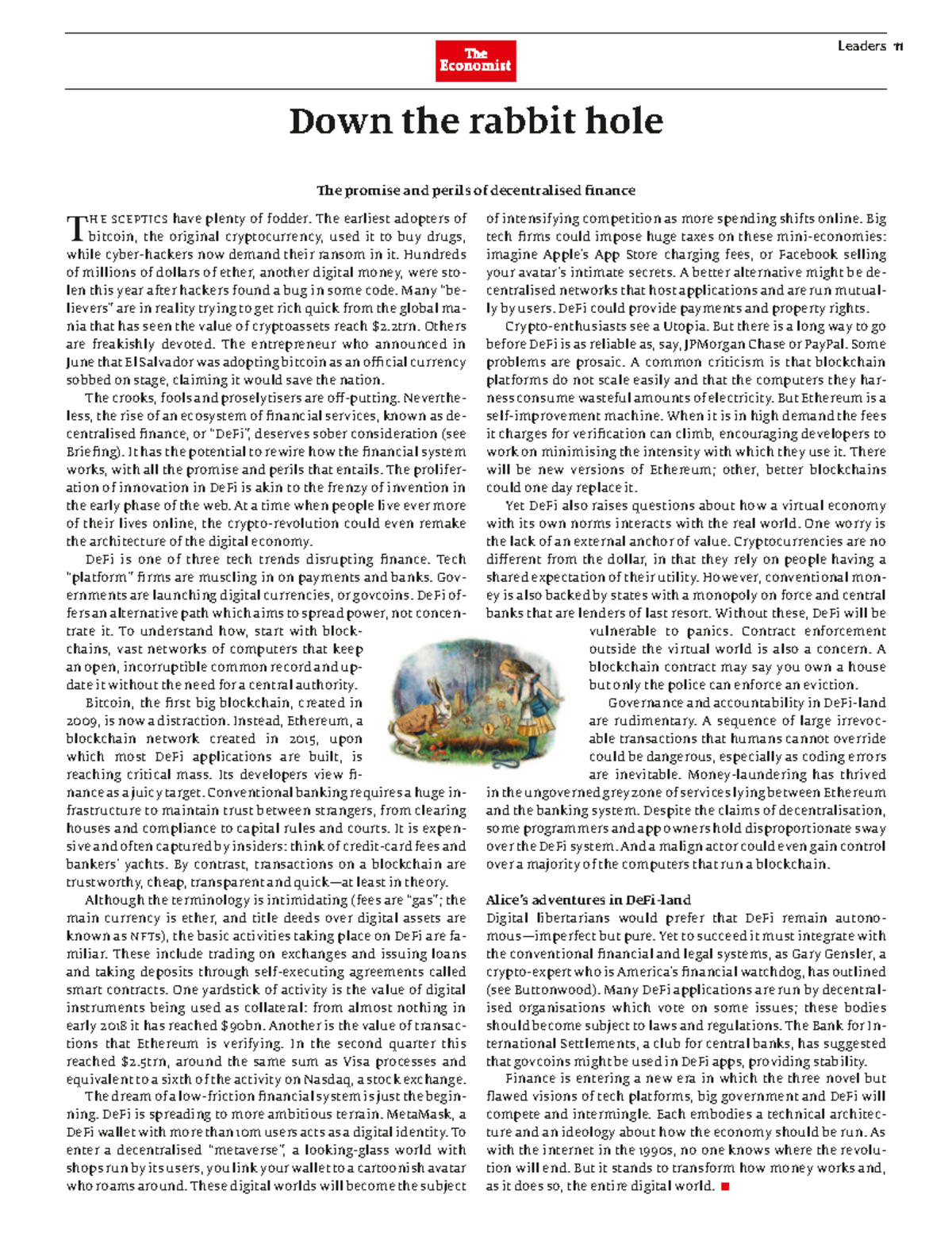 Down the rabbit hole - The Economist - Leaders 11 T he sceptics have plenty of fodder. The ...