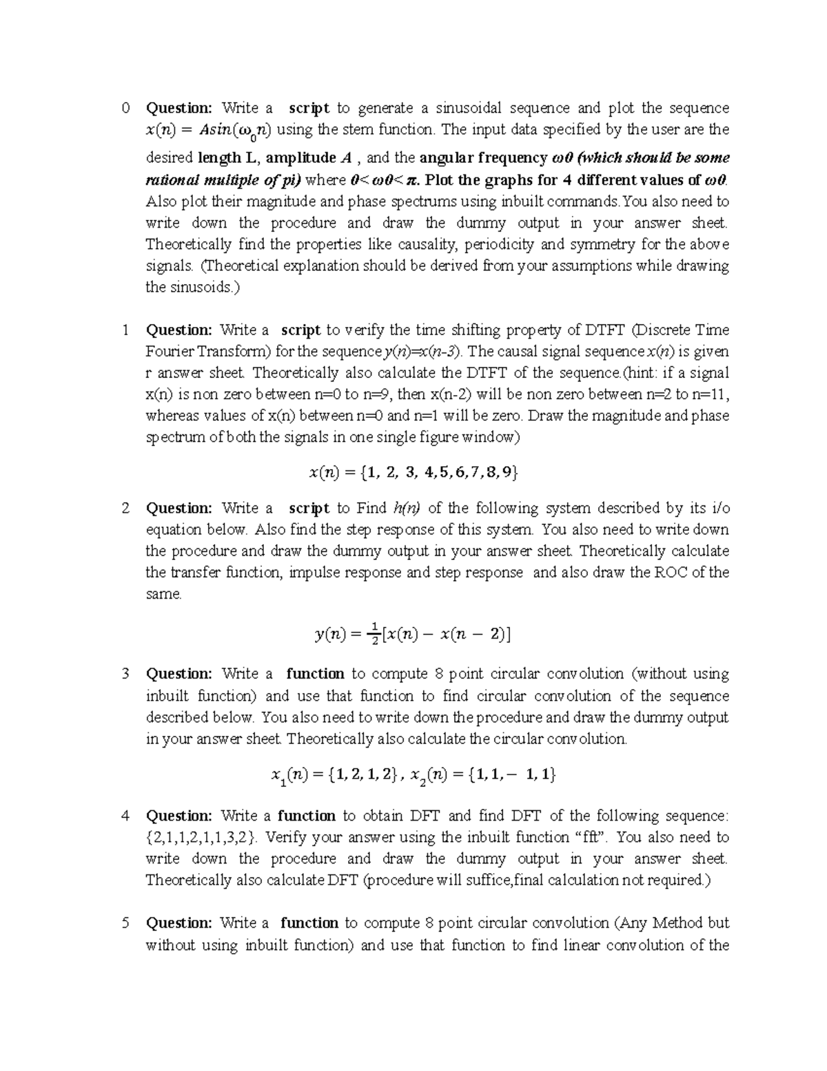 DSP LAB- sessional Question Paper-2023 - Digital Signal Processing Lab - KIIT University - Studocu
