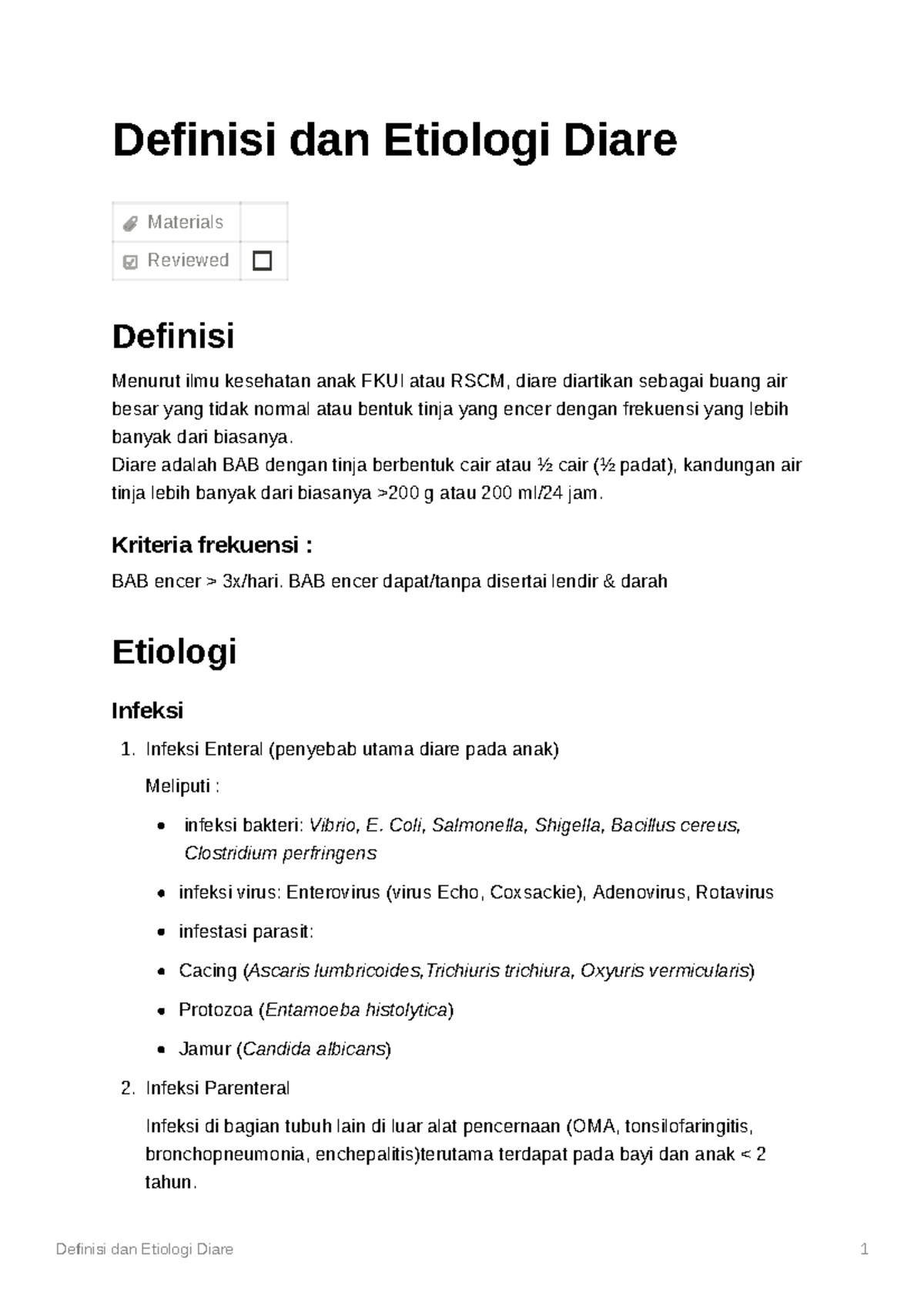 Definisi dan Etiologi Diare - Diare adalah BAB dengan tinja berbentuk ...