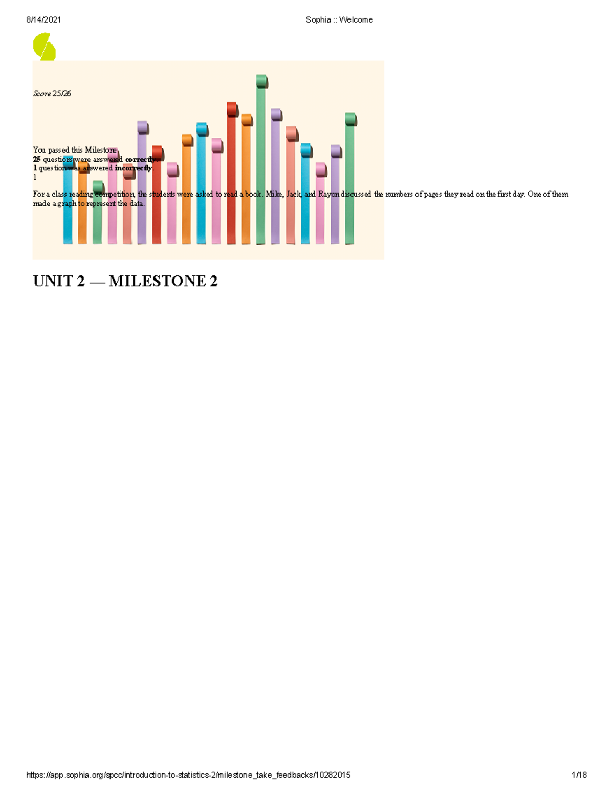 Sophia Statistics Unit 2 Milestone 2 - UNIT 2 — MILESTONE 2 Score 25 ...