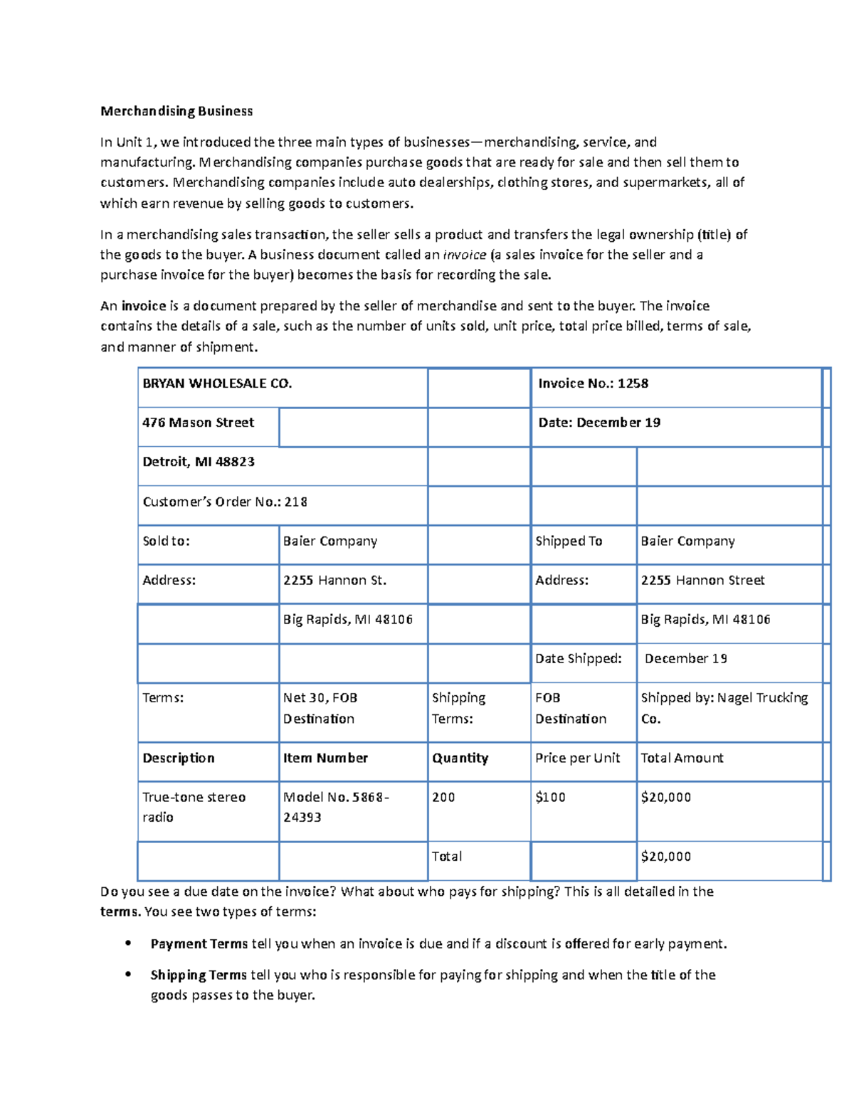 Merchandising Business - Merchandising companies purchase goods that ...