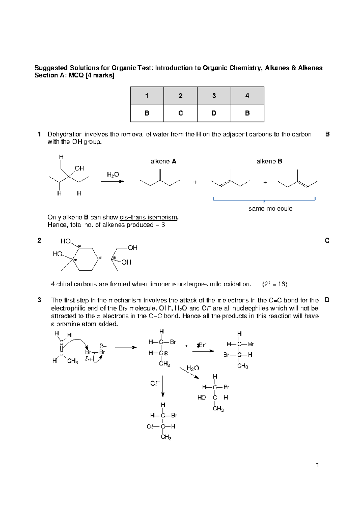 2022 Organic Test solution (uploaded) - Suggested Solutions for Organic ...
