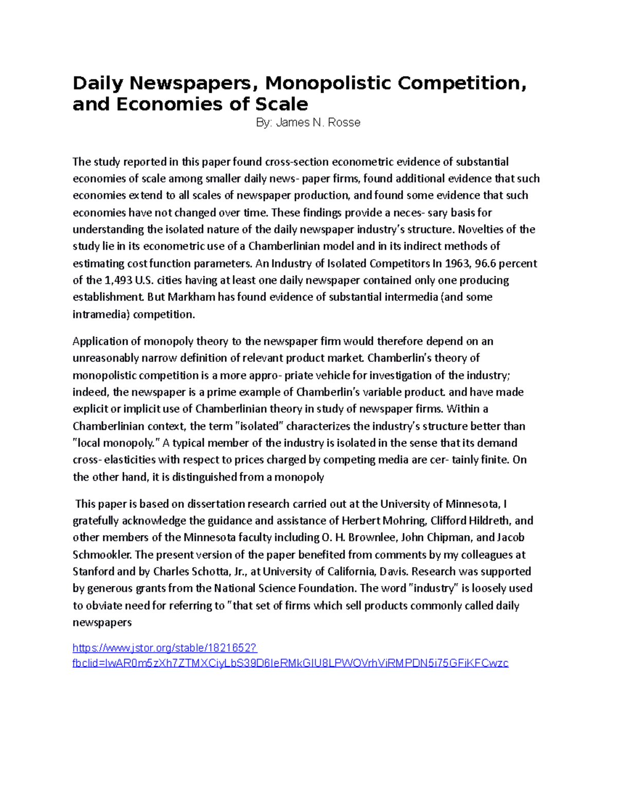 Daily-Newspapers-case-analy - Daily Newspapers, Monopolistic ...