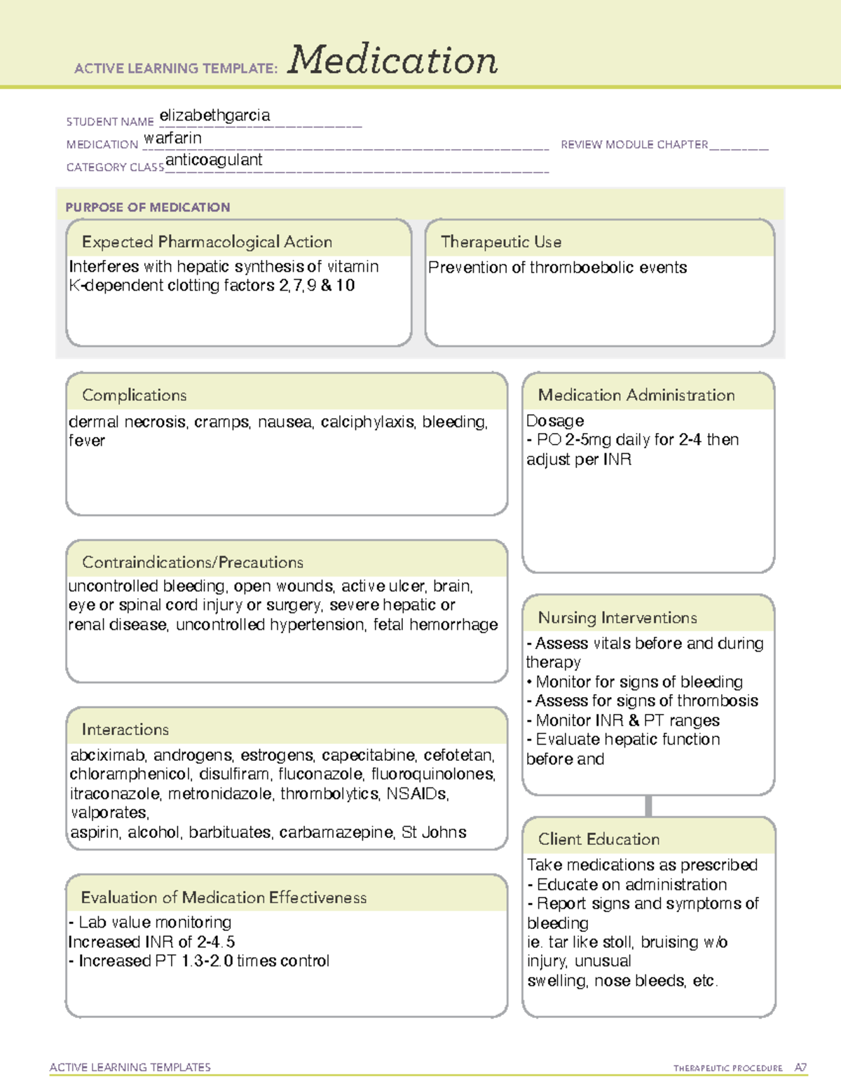 Med3 - pharm ati - ACTIVE LEARNING TEMPLATES TherapeuTic procedure A ...