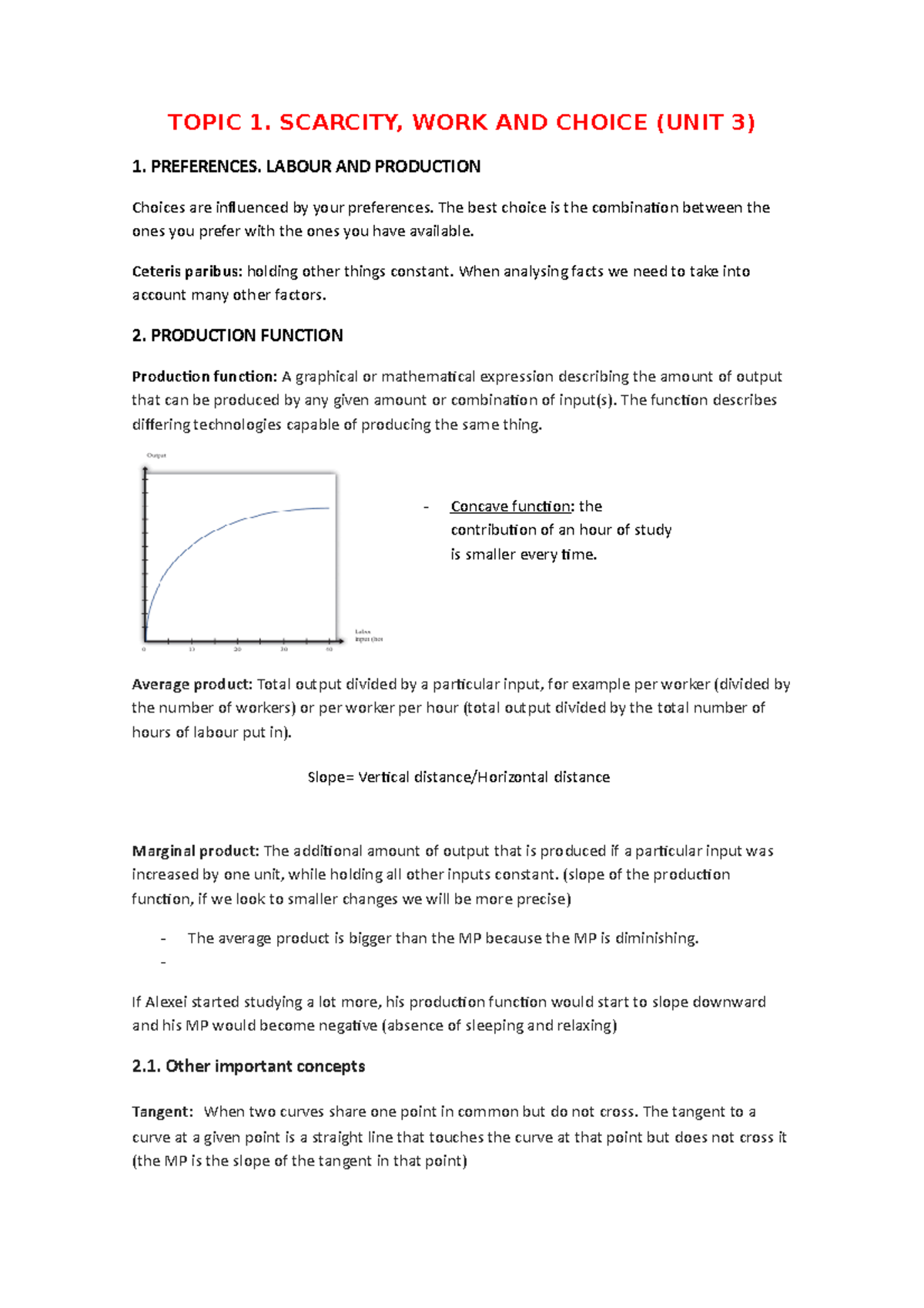 Topic 1. Scarcity, WORK AND Choice - TOPIC 1. SCARCITY, WORK AND CHOICE ...