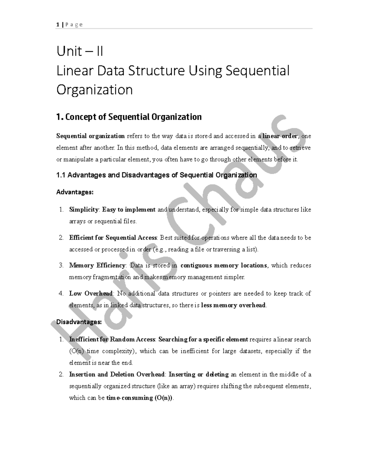 FDS Unit 2 Notes - FDS - Unit – II Linear Data Structure Using ...