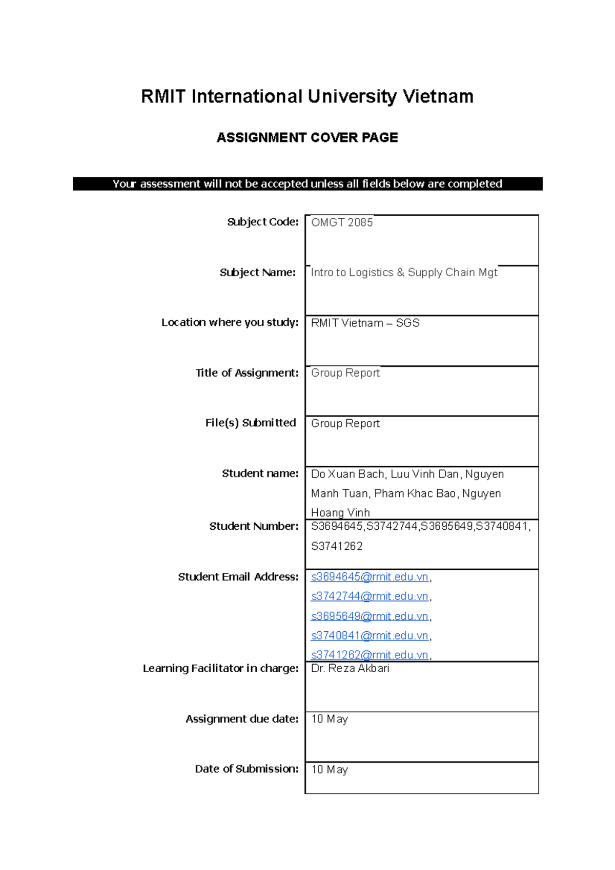 Group Report - 18/30 - RMIT International University Vietnam ASSIGNMENT ...