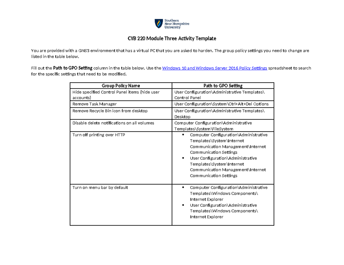 CYB 220 Module 3Activity Devorah Sanchez - CYB 220 Module Three ...