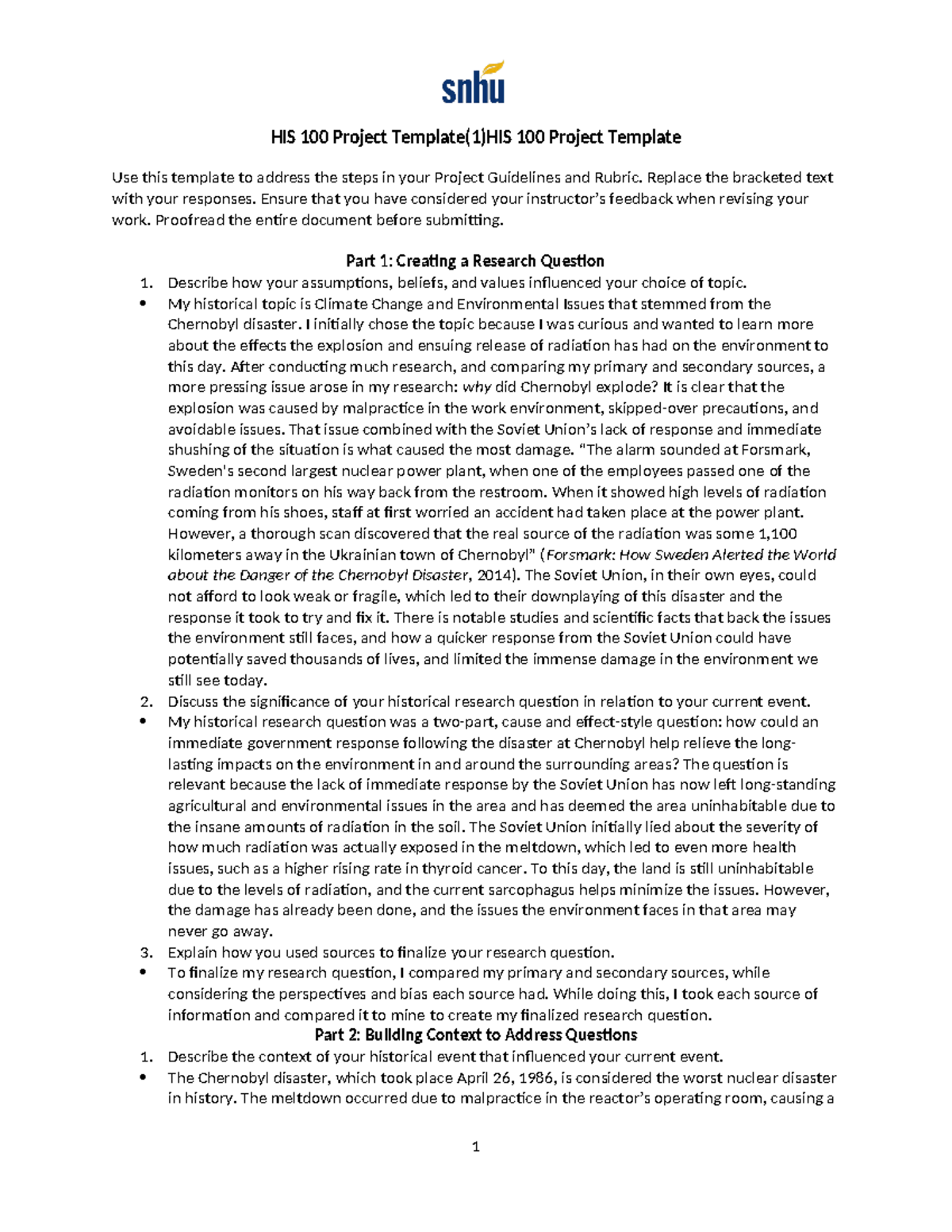 HIS 100 Project - 100% - HIS 100 Project Template(1)HIS 100 Project ...