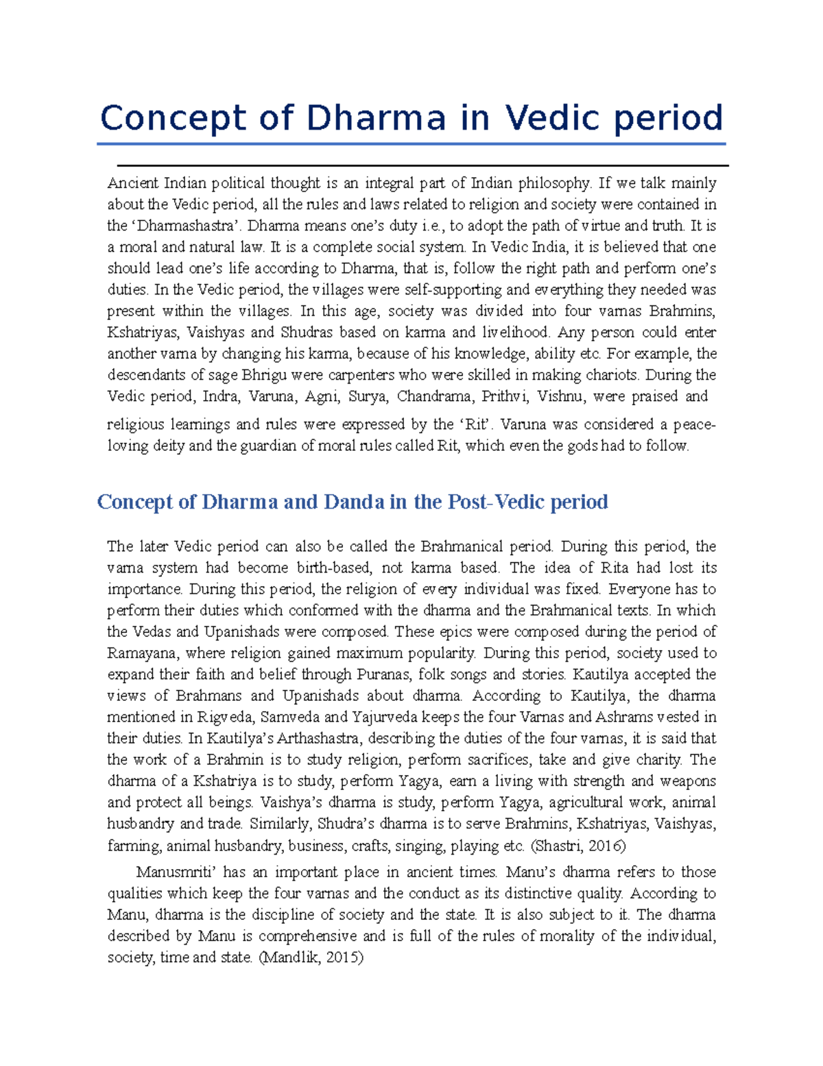 Concept of Dharma in Vedic period - Concept of Dharma in Vedic period ...