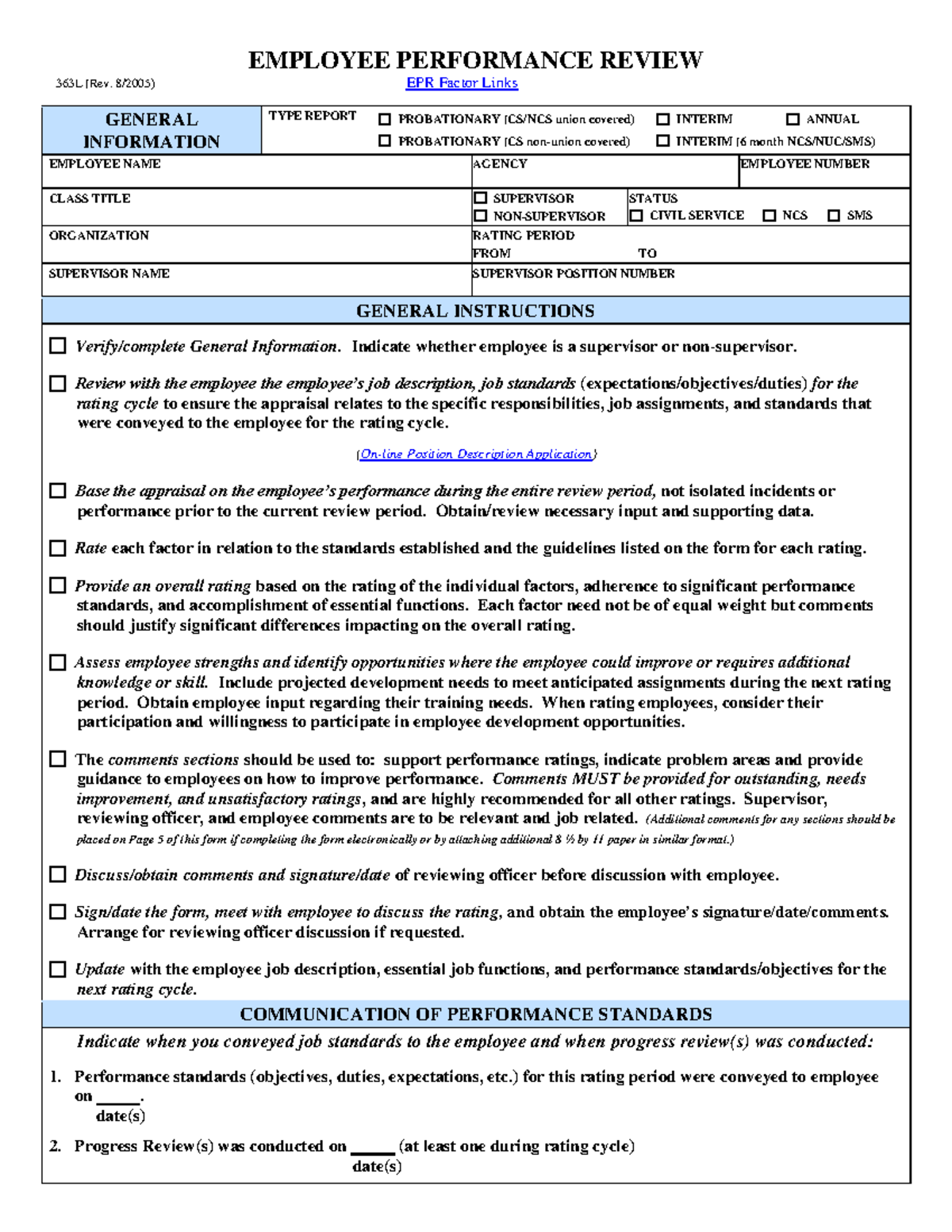 Staff Performance Review - EMPLOYEE PERFORMANCE REVIEW 363L (Rev. 8/ ...