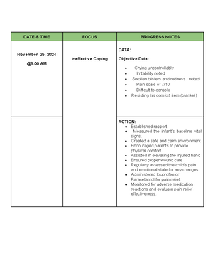 FDAR ( Module 8) - n/a - DATE & TIME FOCUS PROGRESS NOTES 10/21/ @8:00 ...