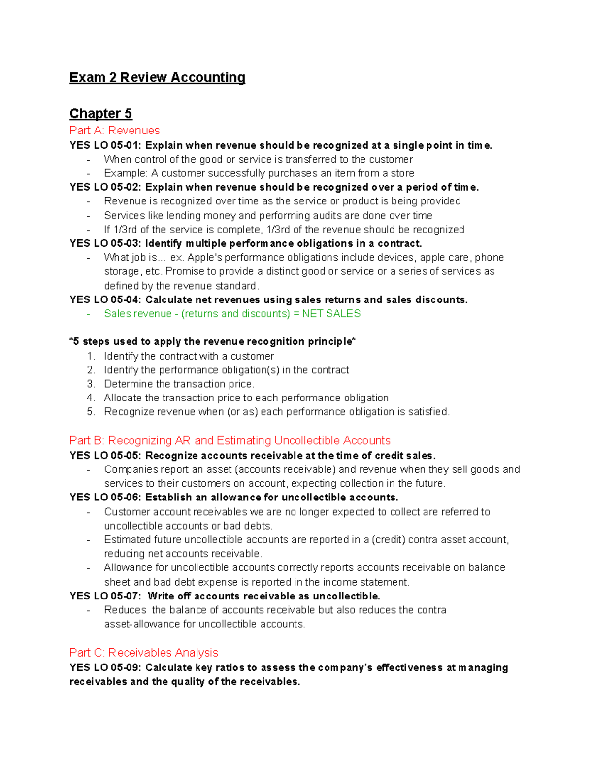 Exam 2 Study Guide - Exam 2 Review Accounting Chapter 5 Part A ...