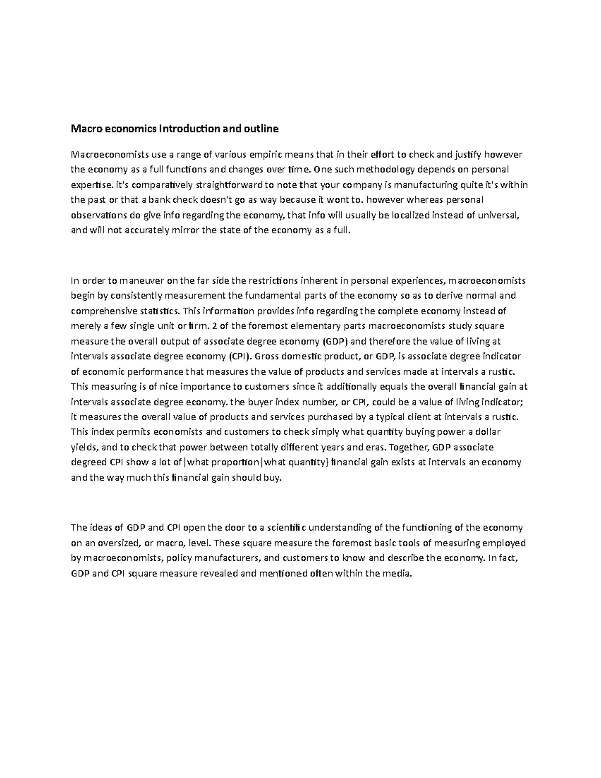 Macro economics Introduction and outline - Macro economics Introduction ...