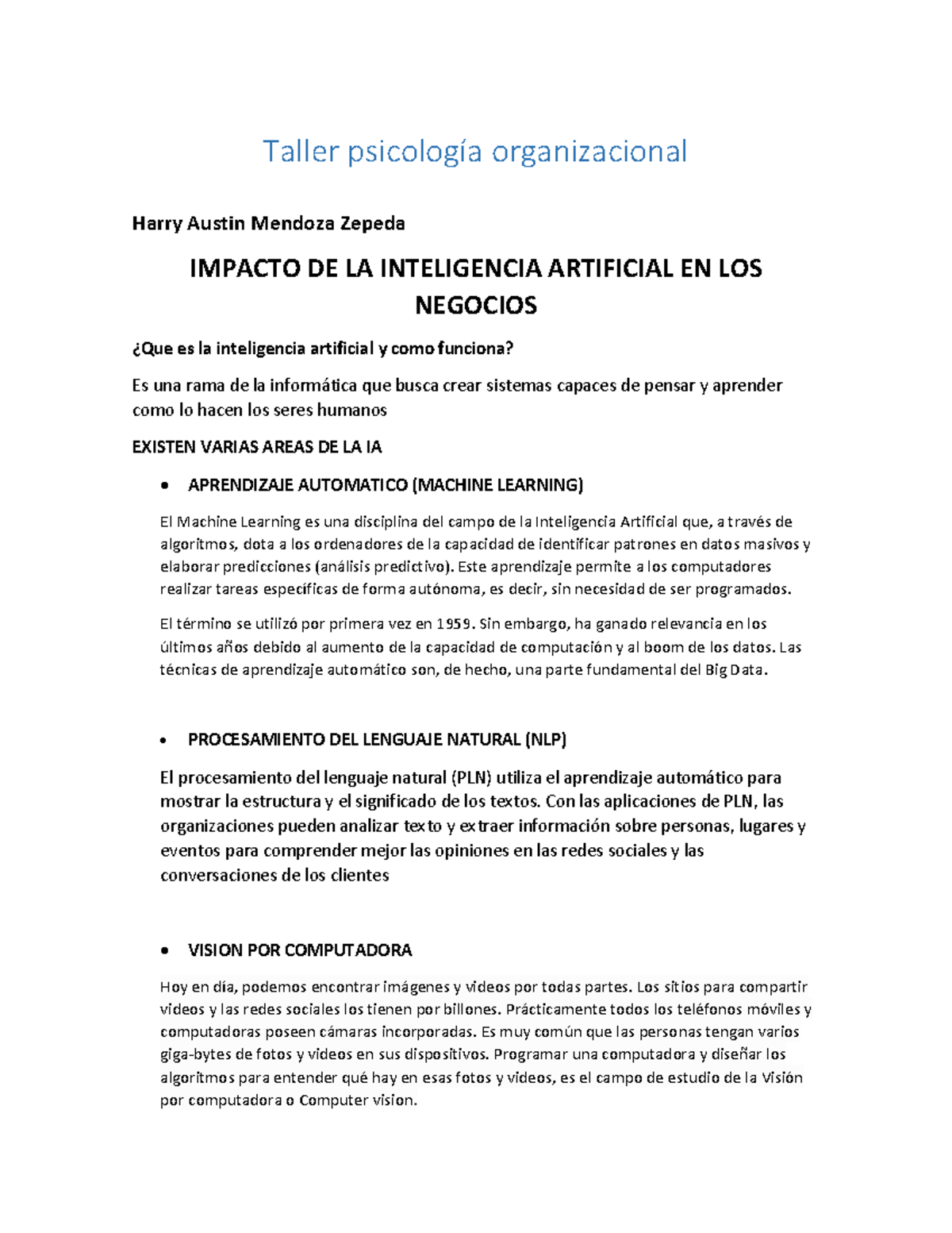 Taller psicología organizacional - Taller psicología organizacional ...
